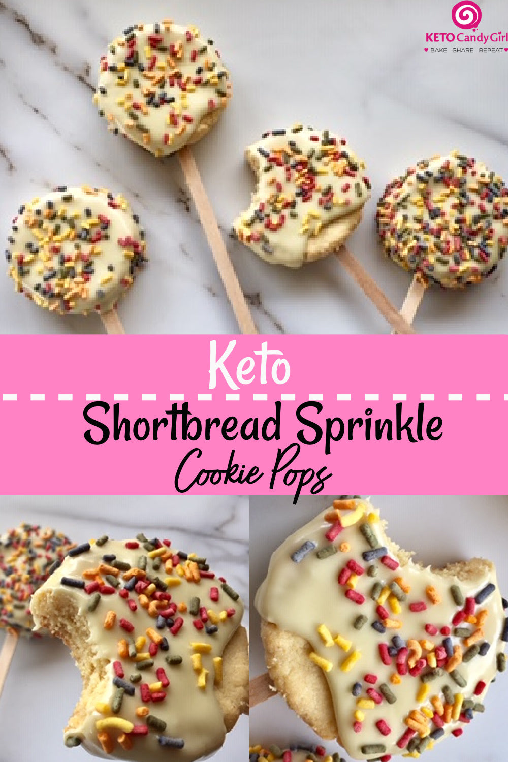 Keto Shortbread Sprinkle Cookie Pops - Keto Candy Girl